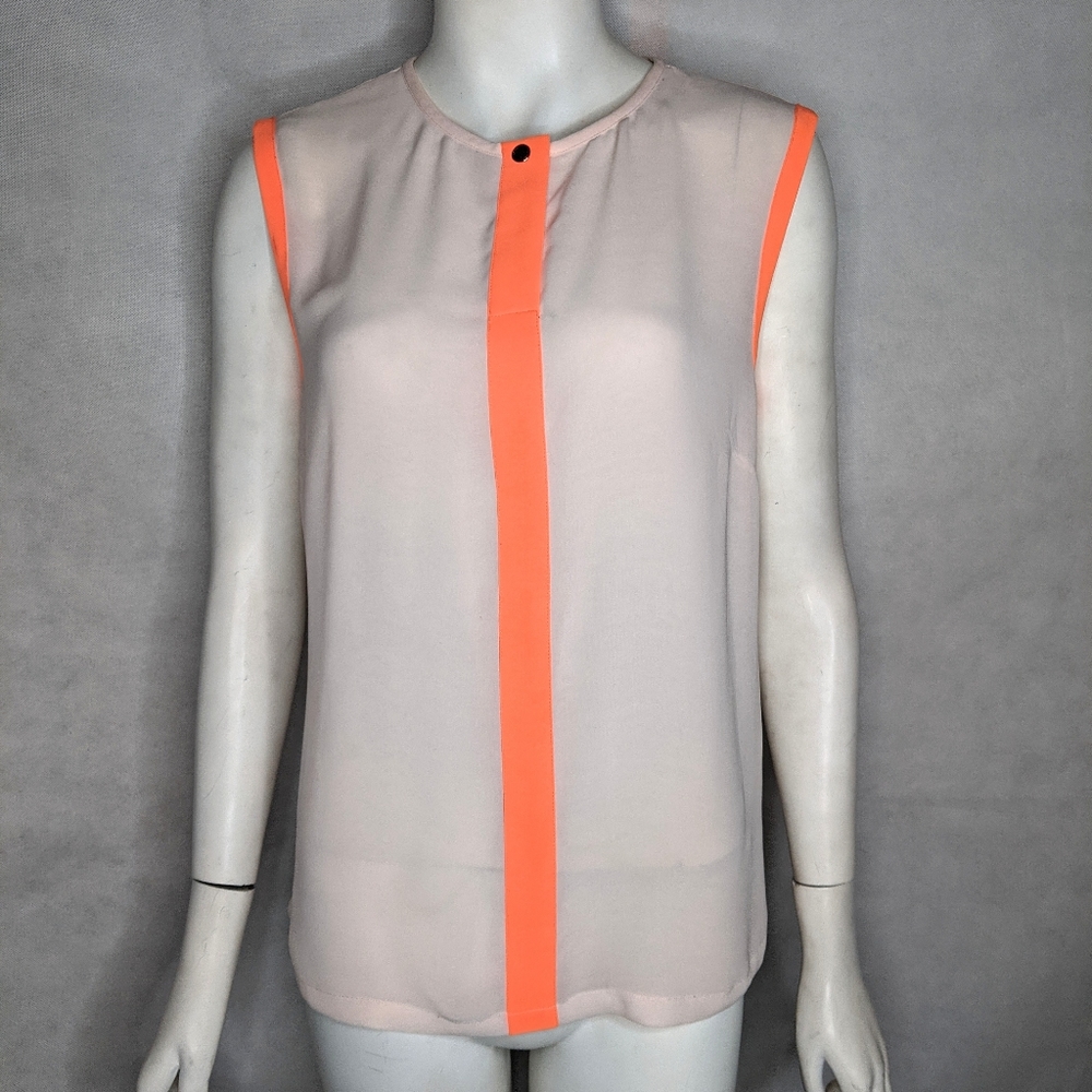 Ted Baker Sheer Neon & Soft Peach Sleeveless Top - Gem